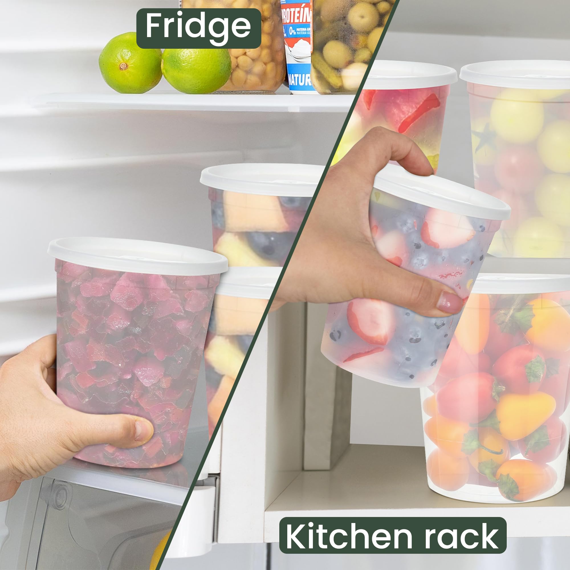Great Credentials Plastic Soup Food Container with Lids, 32 oz, 12 Pack, Clear