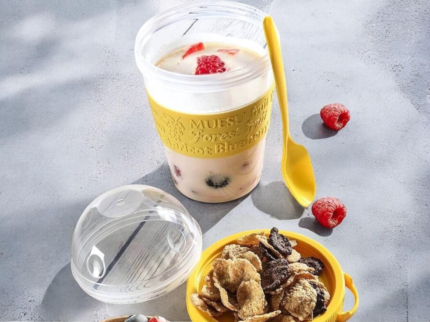SUNGUU 4 Overnight Oats Containers with Lids Pack Yogurt Parfait Cups with Lids Reusable Take and Go Yogurt Containers with Lids and Spoons Overnight Oats Containers Breakfast on the Go Cup