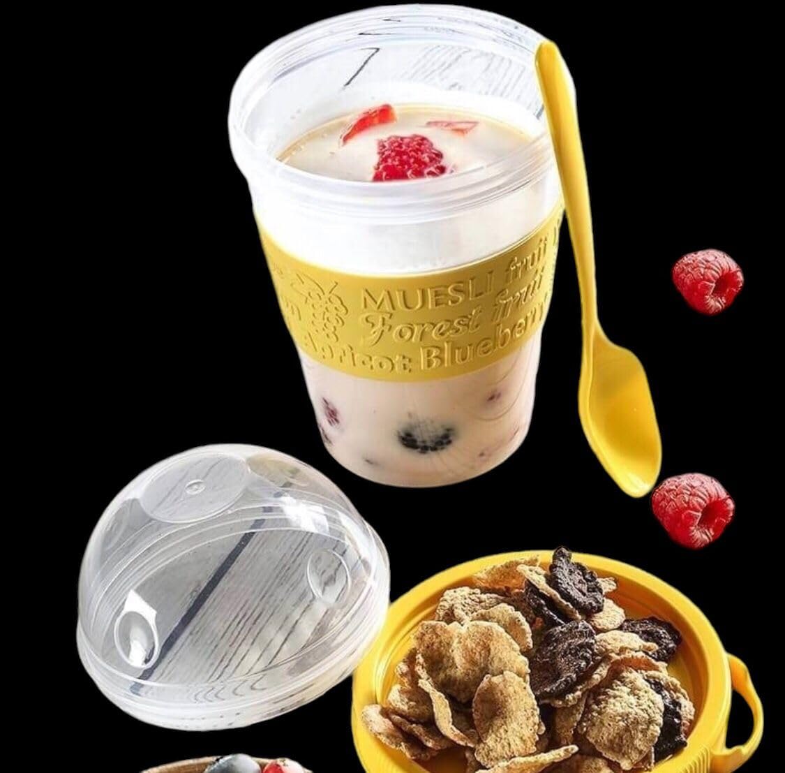 SUNGUU 4 Overnight Oats Containers with Lids Pack Yogurt Parfait Cups with Lids Reusable Take and Go Yogurt Containers with Lids and Spoons Overnight Oats Containers Breakfast on the Go Cup