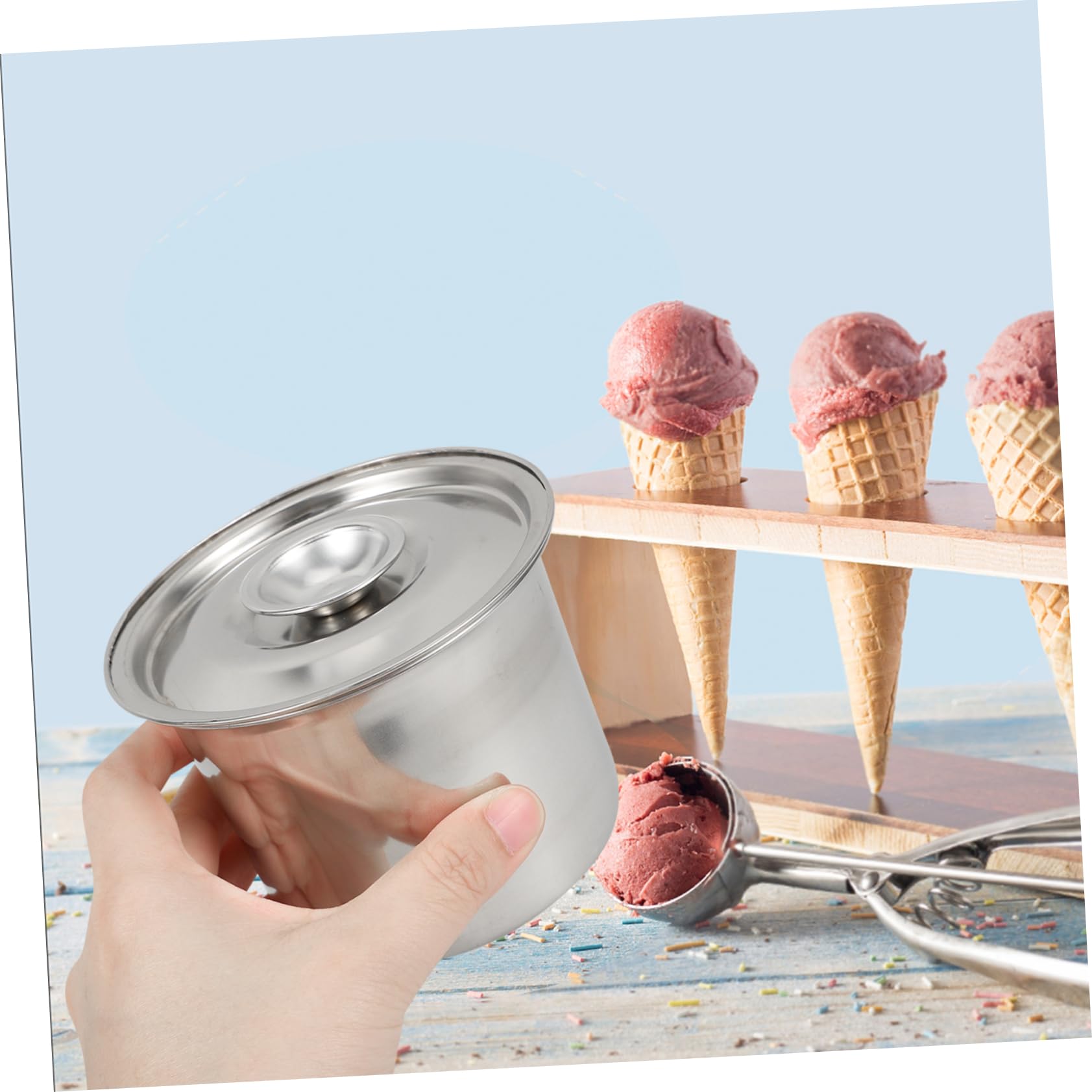LALADEFIEE Ice Cream Container Food Storage Box Lids Freezer Storage for Ice Cream Desserts 10cm Capacity