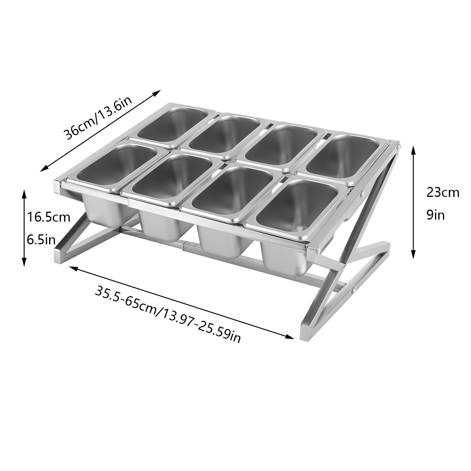 QUEMARQUE Pizza Topping Station, Double Layer Stainless Steel Seasoning Containers with Lids, 8 Compartment Trays Food Prep Station for Prepping Ingredients and Toppings