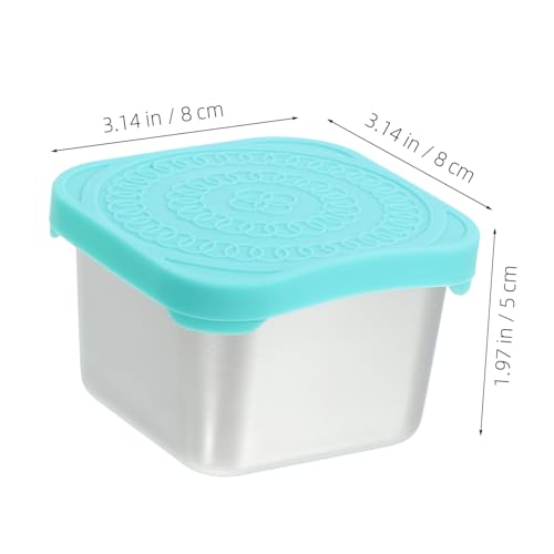 PRETYZOOM Set of 4 Small Sauce Cups Metal Condiment Containers with Lids Reusable Salad Dressing Cup for Lunch Leakproof Food Storage Containers