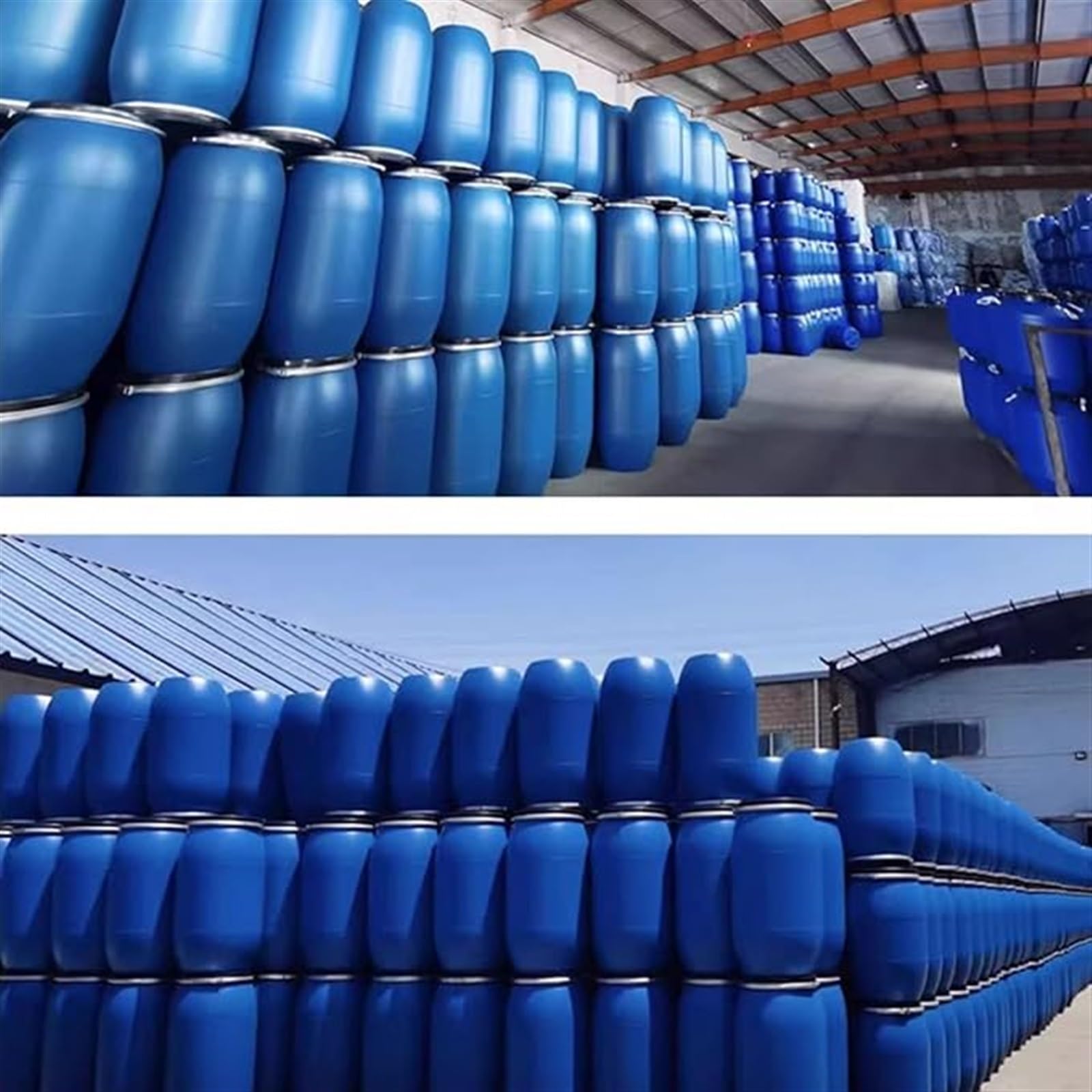 WAZHOU Large Plastic Blue Open Top Storage Barrel Drum Keg with Lid and Latch Ring, Food Grade for Shipping, Air Tight Industrial Storage Container(30L)