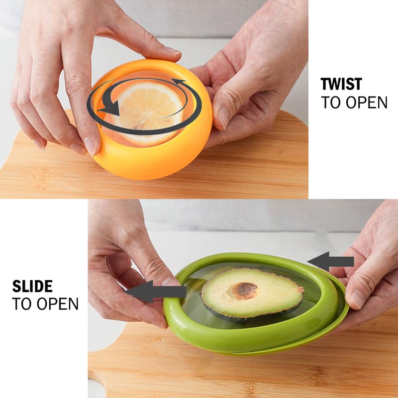 Silicone Food Storage Containers - Avocado Saver, Reusable Vegetable Storage Containers for Refrigerator, Perfect Silicone Containers for Avocados, Lemons, Onions, Tomatoes, Keeps Food Fresh, 4 pack