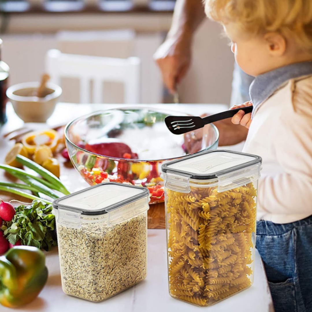 sengenegel 7 Pack BPA Free Airtight Dry Cereal Food Storage Containers Set for Sugar Flour Baking with Measuring Spoon Set and Sticker