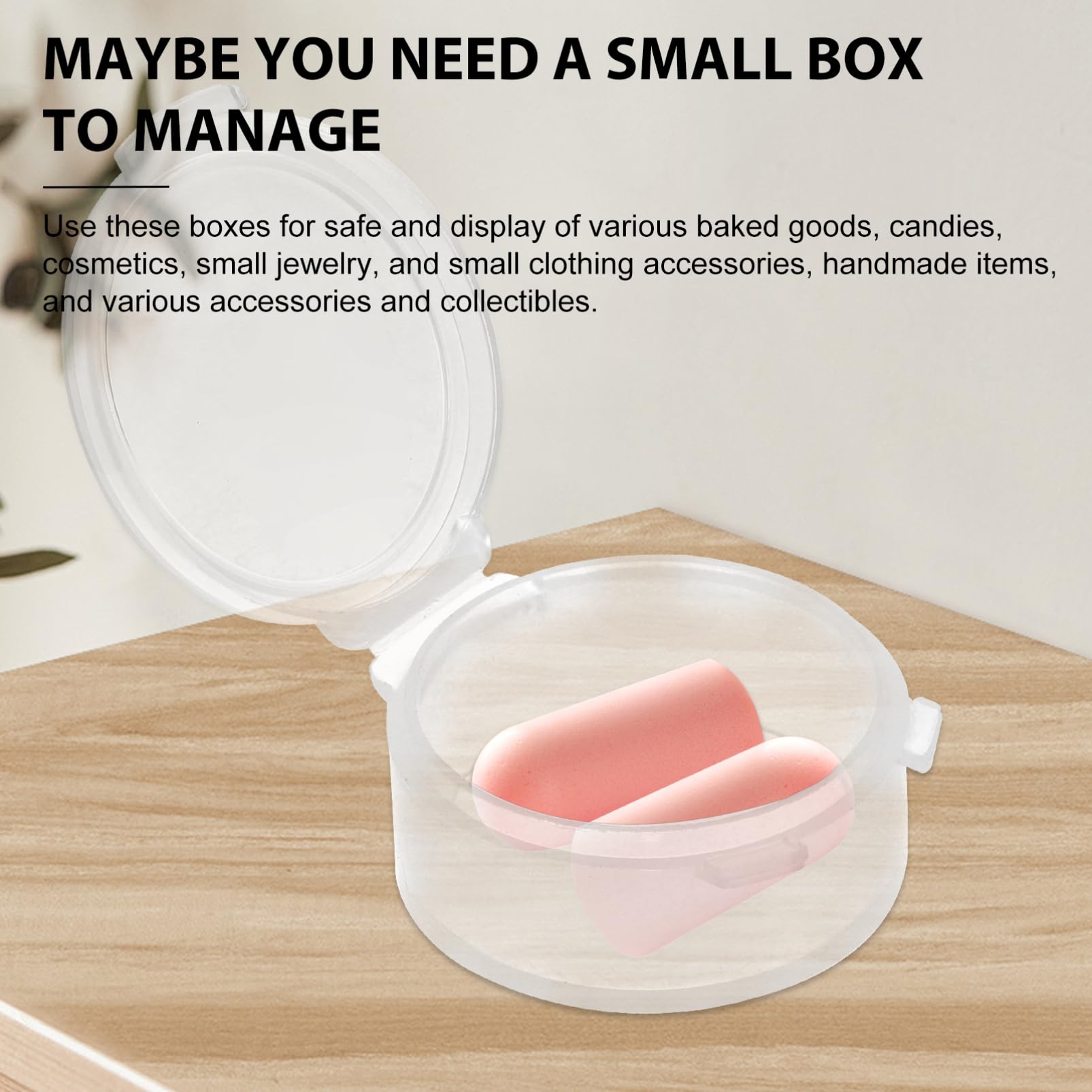 PLAFOPE 10pcs Pp Round Earplug Storage Containers Plastic with Cover Storage Box for Small Accessories