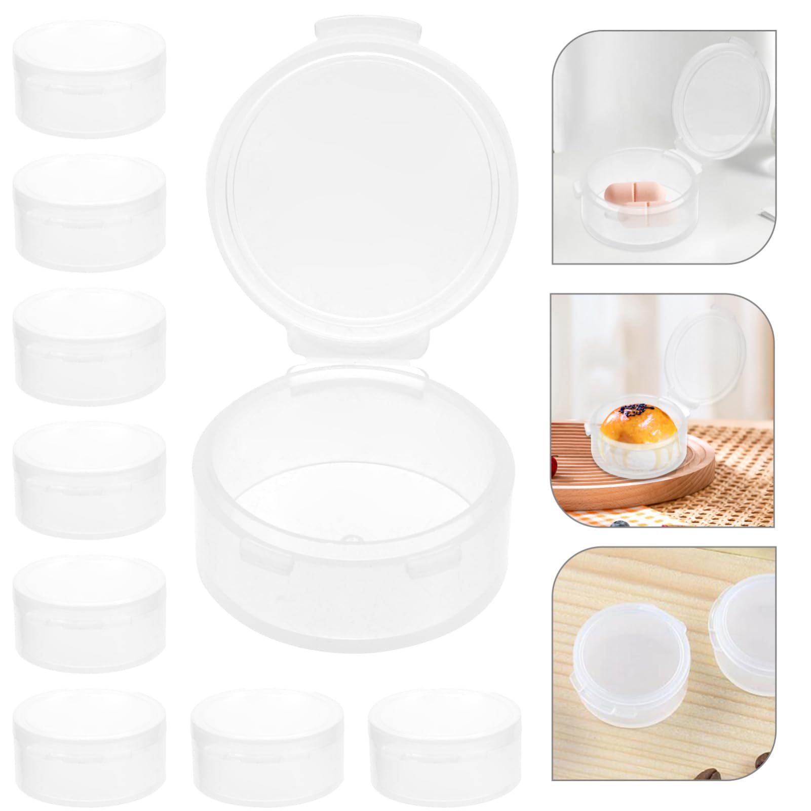 PLAFOPE 10pcs Pp Round Earplug Storage Containers Plastic with Cover Storage Box for Small Accessories