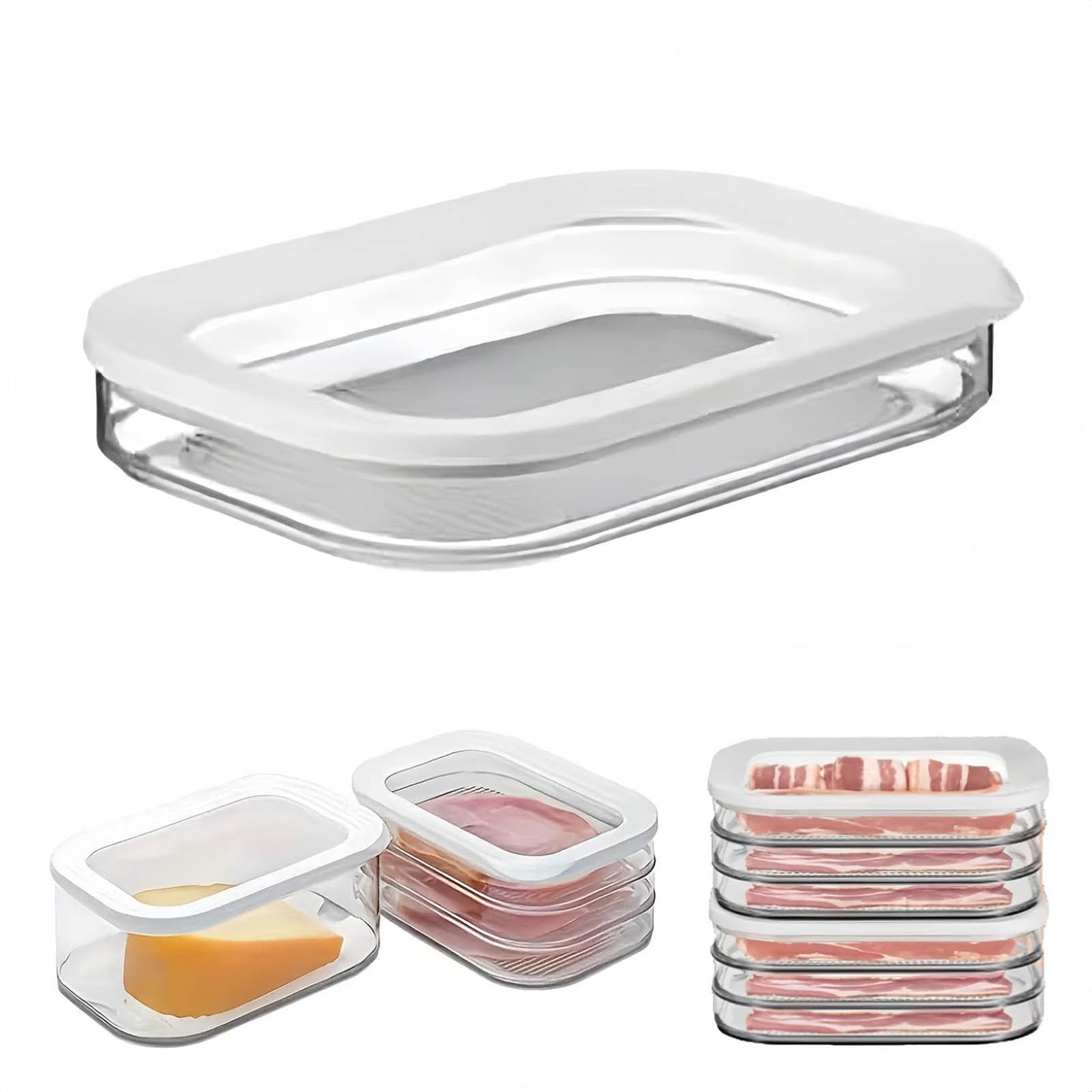 Deli Meat Cooler For Refrigerator Stackable Lunch Meat Plastic Organizer With Lid Food Refrigerator Storage Box Bacon And Cheese Organizer For Refrigerator (C)