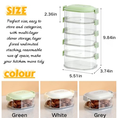 Spice Seasoning Storage Box,2024 Upgrade Green Multi-layered Seasoning Storage Box,Fruit Multi-layer Storage Containers,Airtight Food Organizer Containers for Kitchen Organizer Accessories (5 Layer)