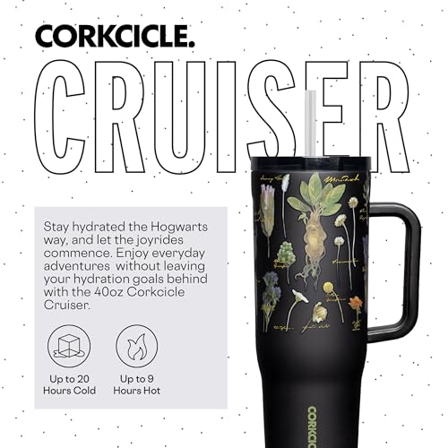 Corkcicle x Warner Brothers Harry Potter Herbology Cruiser - Insulated Tumbler with Handle & Straw, 40 oz β Reusable Water Bottle - Cold for 20 Hours, Hot for 9 Hours β Cupholder Friendly, Spill Proof