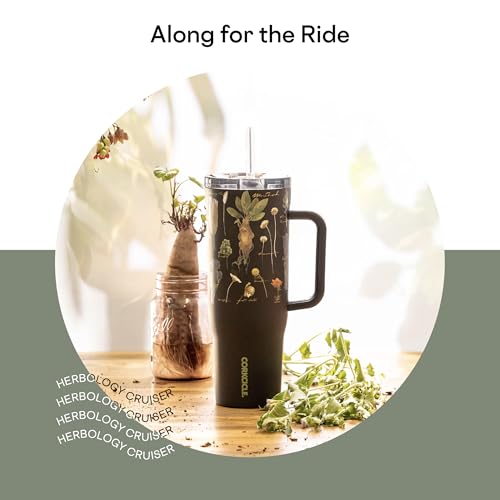 Corkcicle x Warner Brothers Harry Potter Herbology Cruiser - Insulated Tumbler with Handle & Straw, 40 oz β Reusable Water Bottle - Cold for 20 Hours, Hot for 9 Hours β Cupholder Friendly, Spill Proof