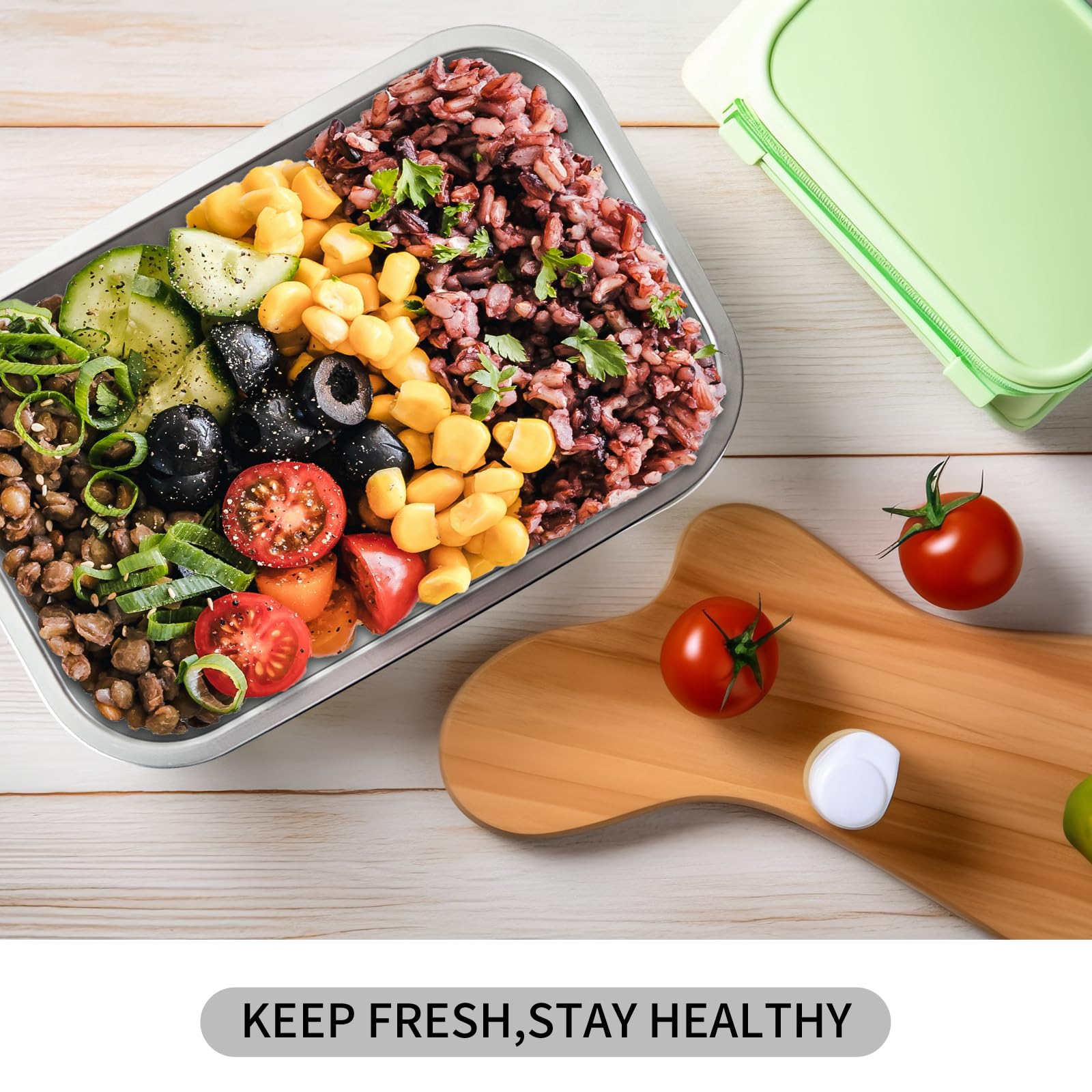 GIUOIDUO 10 PCS Food Storage Containers with Lids Airtight (5 Containers & 5 Lids),stainless steel food containers leak proof storage box with lid Locking ,Outdoor picnic storage box,Airtight Lunch
