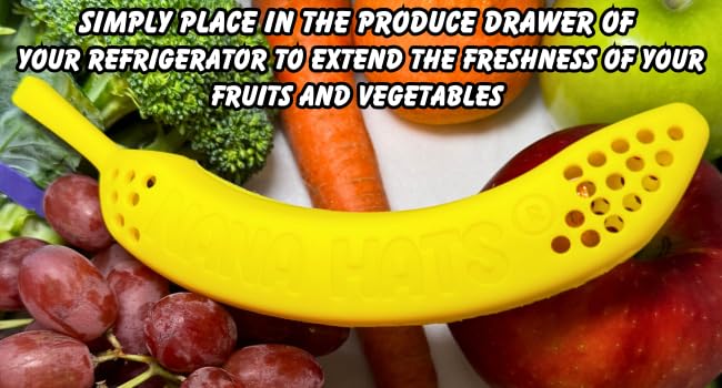 NANA HATS Produce Protector | As Seen on Shark Tank | Keep Produce Fresh for Longer | Includes Silicone Banana and 4 Ethylene Gas Absorber Packets