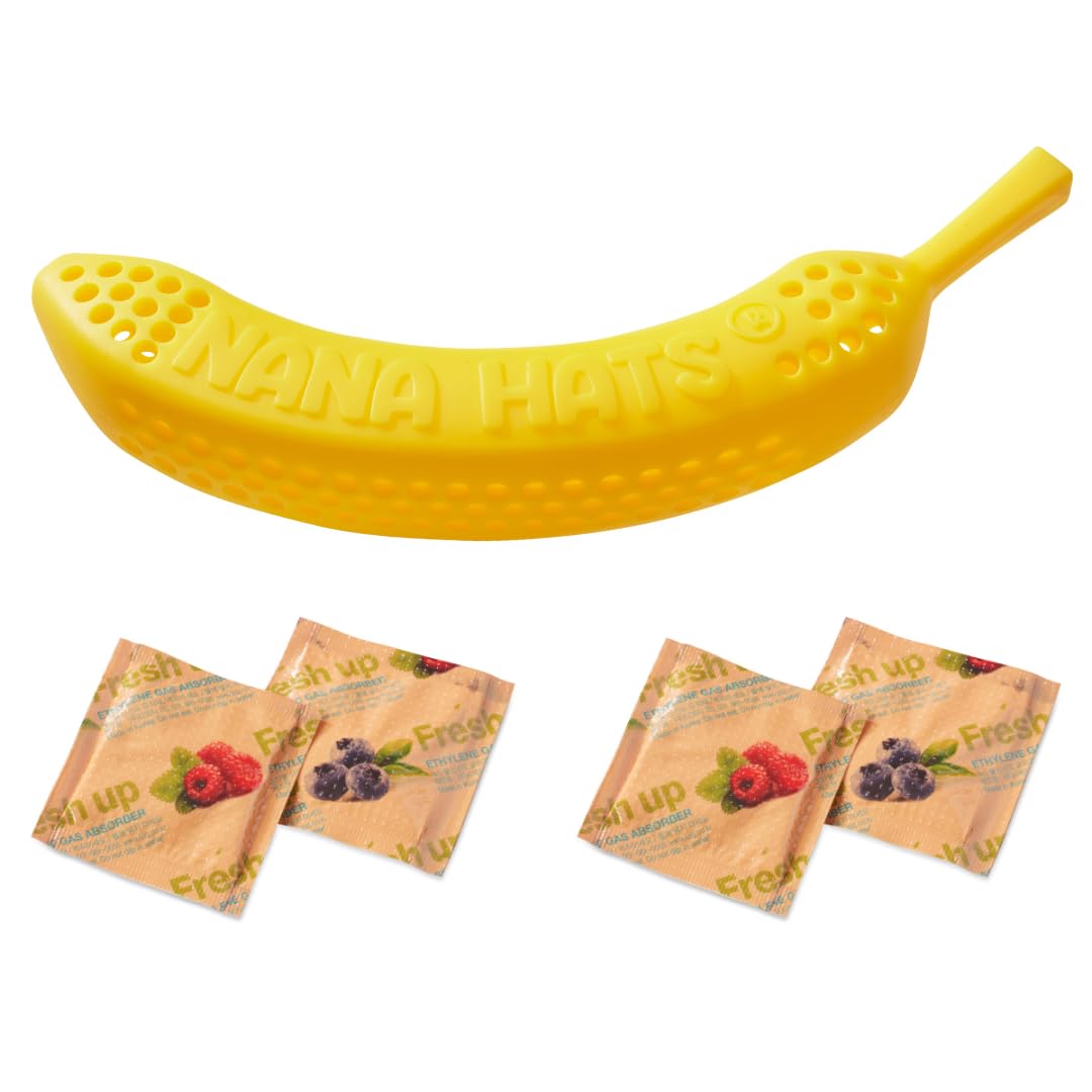 NANA HATS Produce Protector | As Seen on Shark Tank | Keep Produce Fresh for Longer | Includes Silicone Banana and 4 Ethylene Gas Absorber Packets