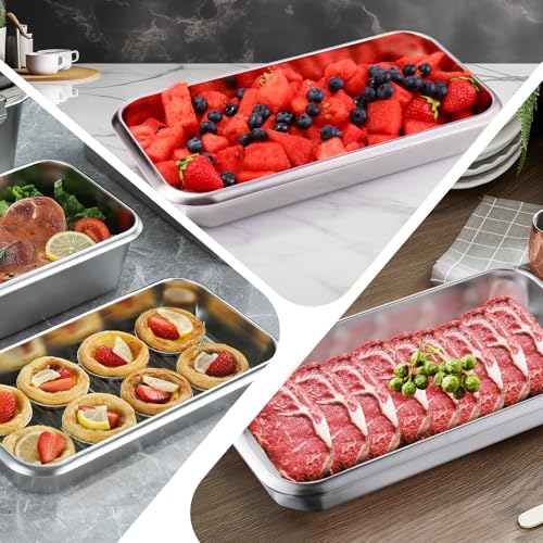 Gitohoni 304 Stainless Steel Food Storage Container - Airtight Fresh Keeper Metal Food Storage Box with Lid and Handle Reusable Meal Prep Container for Salad, Fruit 77.5 OZ