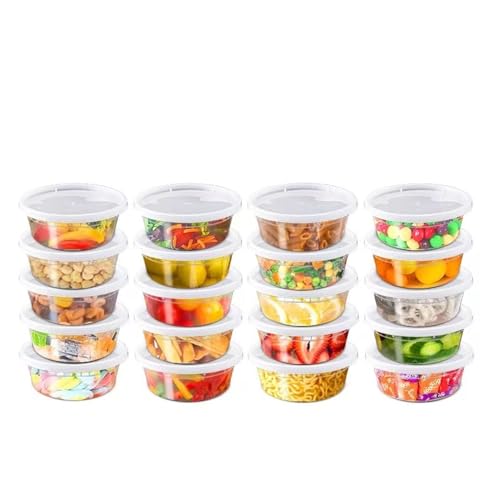 STARANDBEE [20Pack] 8oz, Food Storage Containers with Lids, Plastic Deli Containers, Meal Prep Containers, Microwave and Freezer Safe, Stackable, Leakproof, BPA Free, Clear