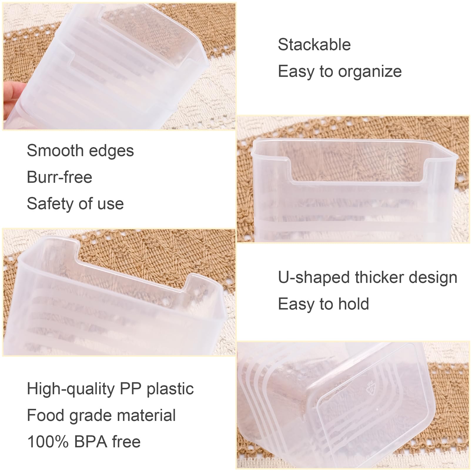 JJYHEHOT 6 PCS Fridge Organizer Bins, Refrigerator Side Door Storage Box, Plastic Clear Storage Container for Fridge Cupboard Pantry Snacks Tins Kitchen