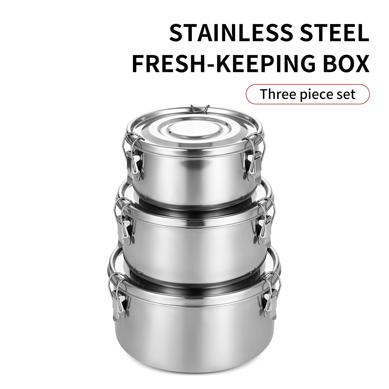 YLARMY Stainless Steel Airtight canisters Food Storage Containers with Lid for Camping Trips Picnic Metal Meal Prep Bento Lunch Boxes Kimchi Container Leak-Proof Smell-Proof for Snacks Salads