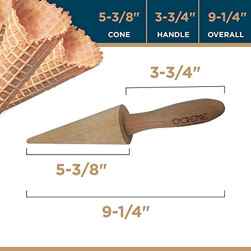 O'Creme Pizzelle Roller/Krumkake Cone/Ice Cream Cone Mold, Beechwood