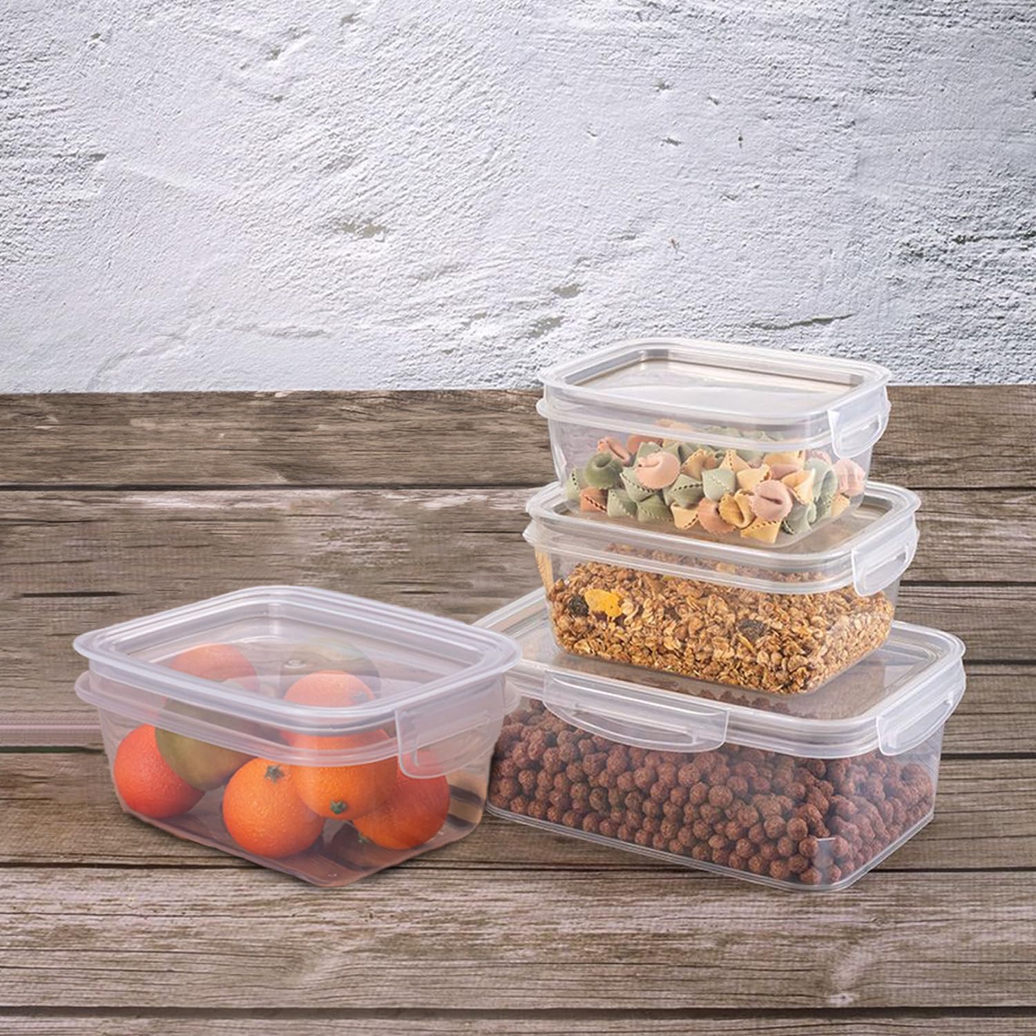 Plasutil 4-Pc Perfect Lock Food Storage Containers Set BPA-Free | Airtight Lids with Locking Tabs | Ideal for Lunch, Meal Prep & Leftovers | Kitchen Organization, Pantry