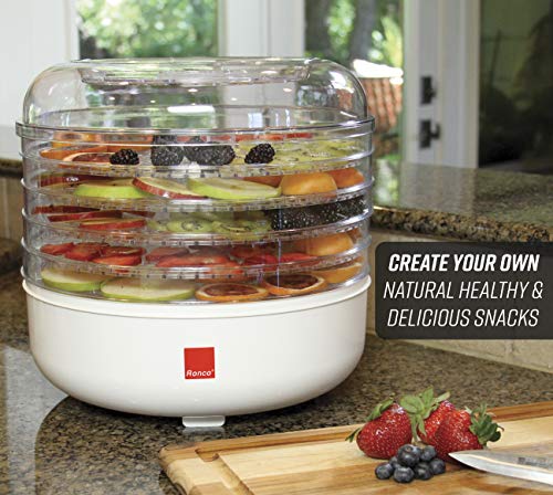 Ronco for Beef, Turkey, Chicken, Fish Jerky, Fruits, Vegetables 5-Tray Dehydrator, Food Preserver Quiet & Easy Operation, Classic White