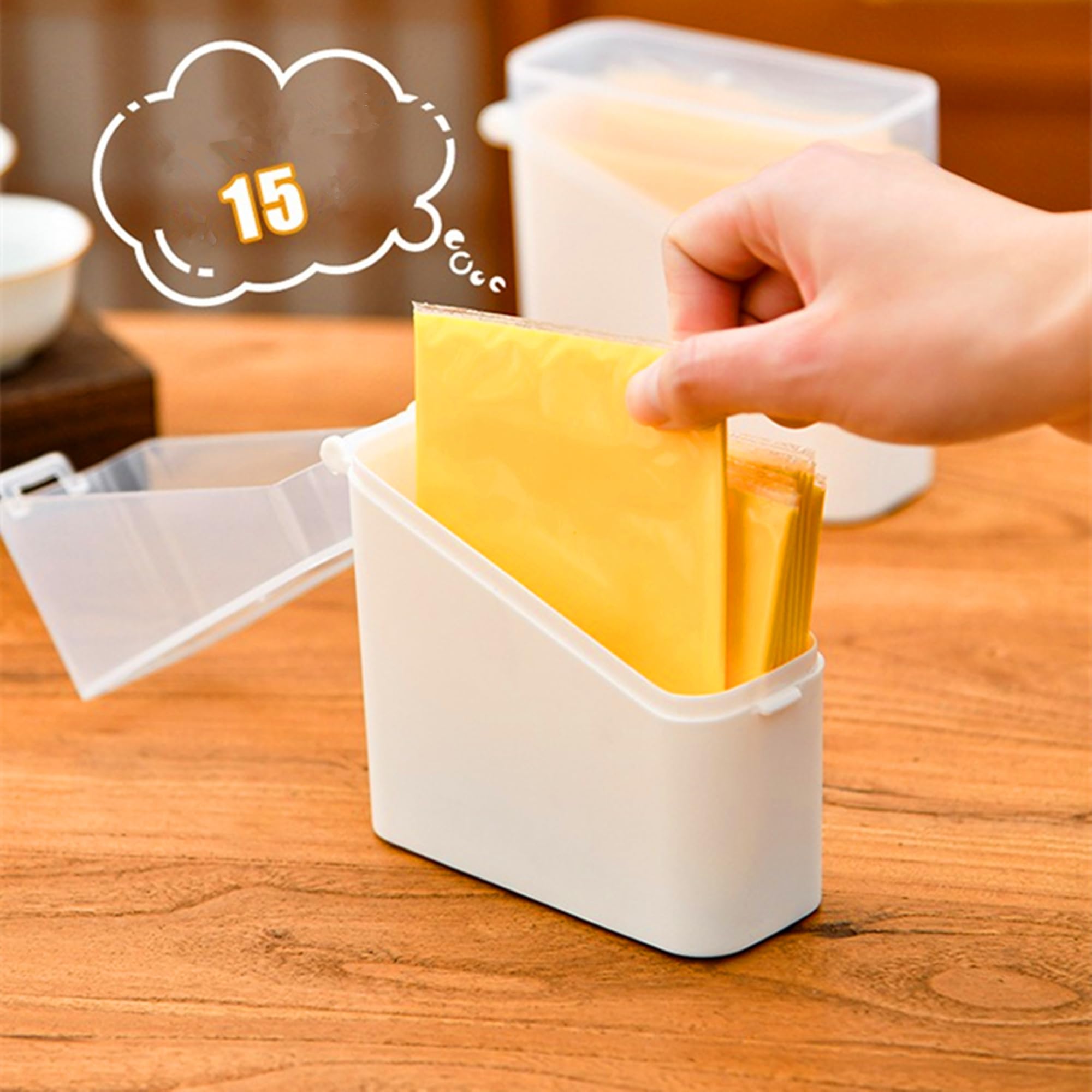 CREHNIL Cow Cheese Slice Holder Storage Container For Refrigerator Sliced Shredded Keeper Containers For Fridge (White)