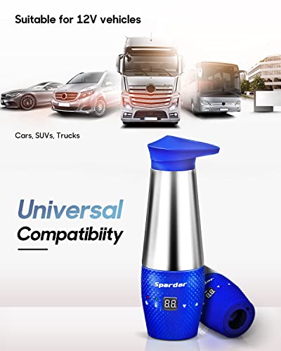 Car Kettle 12V, Portable Car Kettle Water Boiler with Temperature Control, Stainless Steel Inner, Quick Boiling, Auto Shut-Off, Leak Proof and Boil-Dry Protection, 348ml