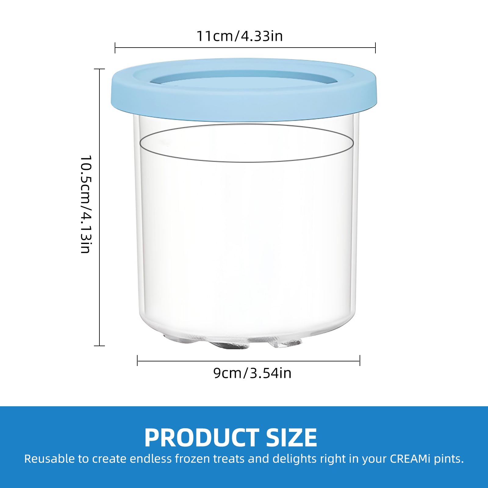 Generic Containers Replacement for Ninja Creami Pints and Lids, 4 Pack Ice Cream Containers with Colorful Lids, Compatible with NC299AMZ & NC300s Series Ice Cream Maker, BPA-Free, Dishwasher Safe