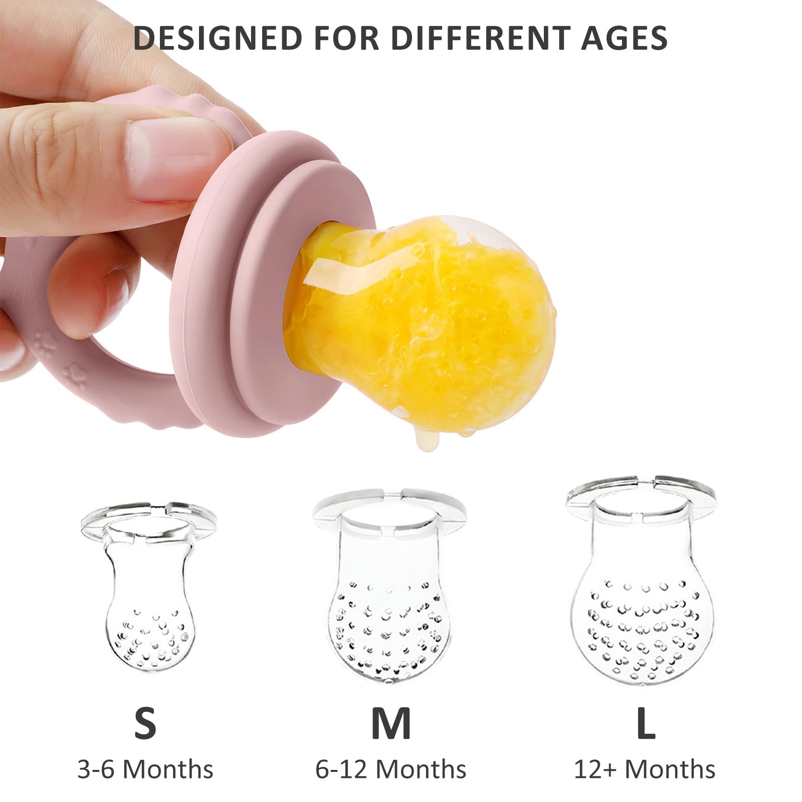 Eoopoon Silicone Baby Fruit Food Feeder Pacifier & Baby Food Freezer Tray Combo, Breast Milk Popsicle Freezer Molds Teether Toy for Babies 4-6, 12 Months, Baby Food Storage Containers Freezer (Lilac)