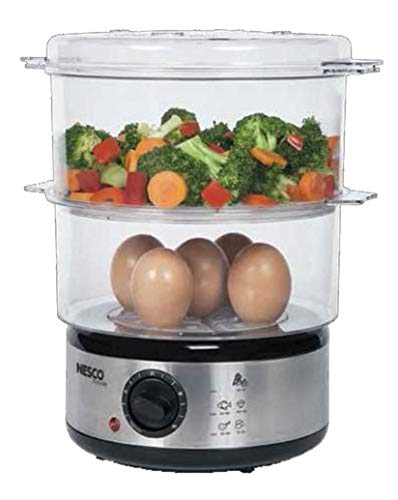 Nesco ST-25F, Food Steamer, 5 quart, 400 watts, Black/Clear