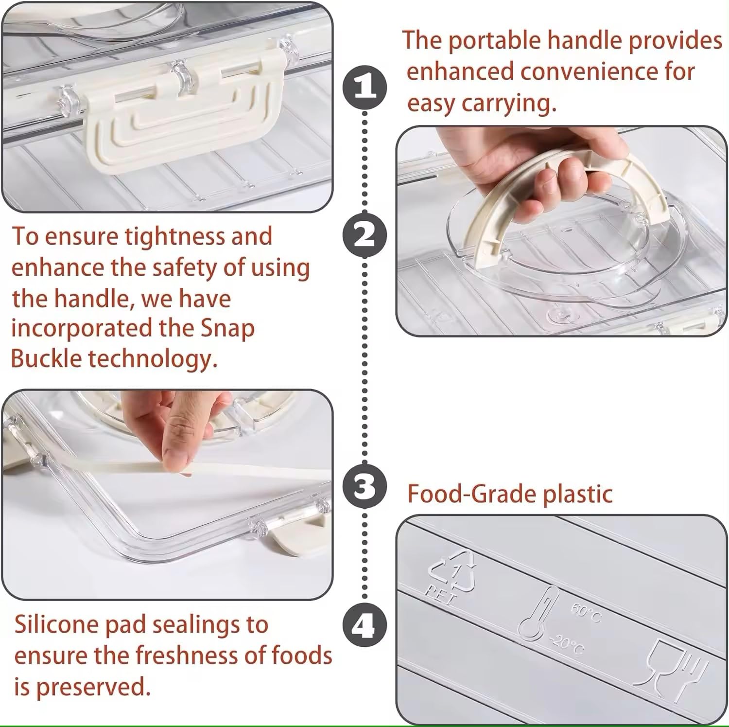 Generic Snackle Box Food Container | Divided Serving Tray with Lid and Handle | Charcuterie and Snack Organizer | Suitable for Candy, Fruit, Veggies | Perfect for Travel or Parties, Cream