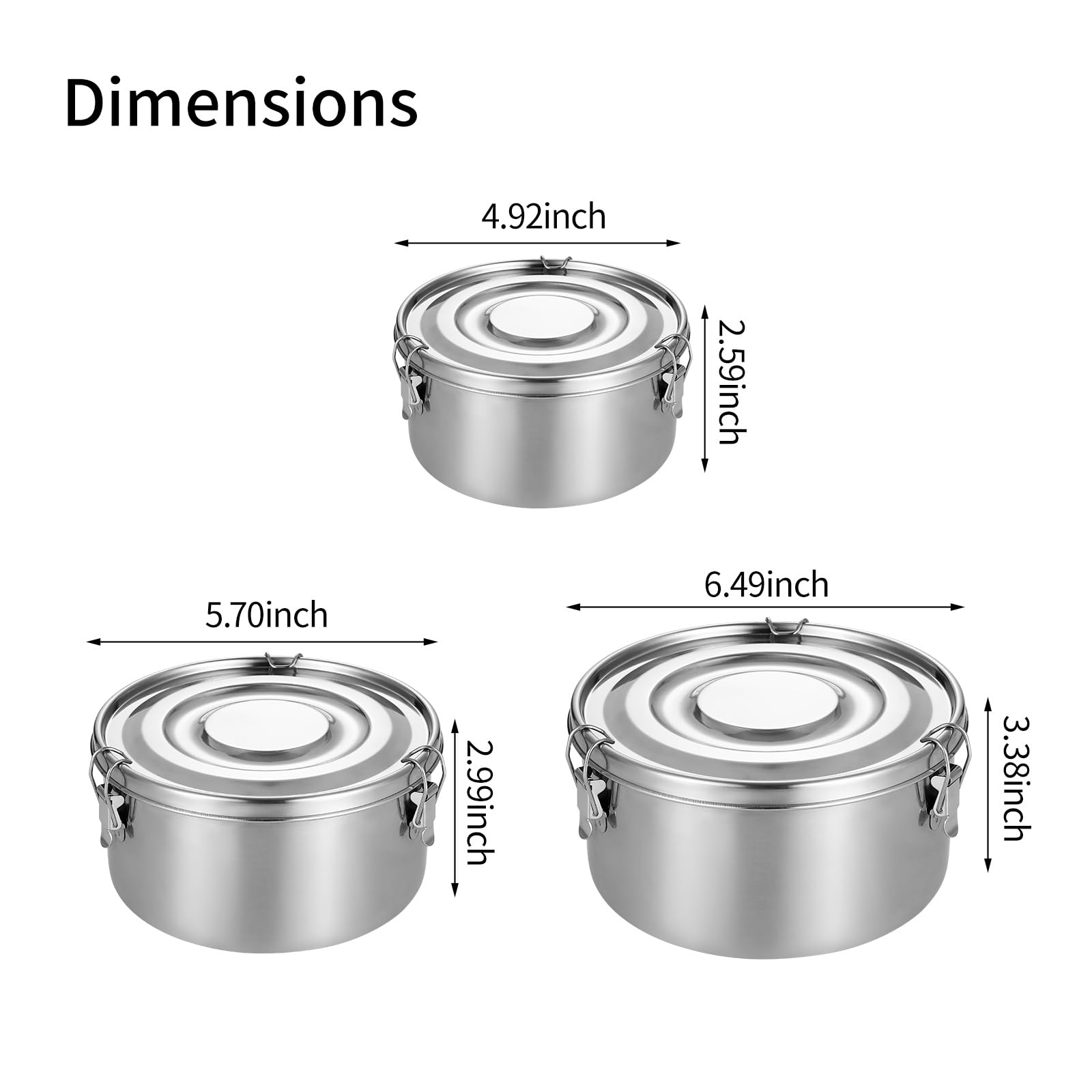YLARMY Stainless Steel Airtight canisters Food Storage Containers with Lid for Camping Trips Picnic Metal Meal Prep Bento Lunch Boxes Kimchi Container Leak-Proof Smell-Proof for Snacks Salads