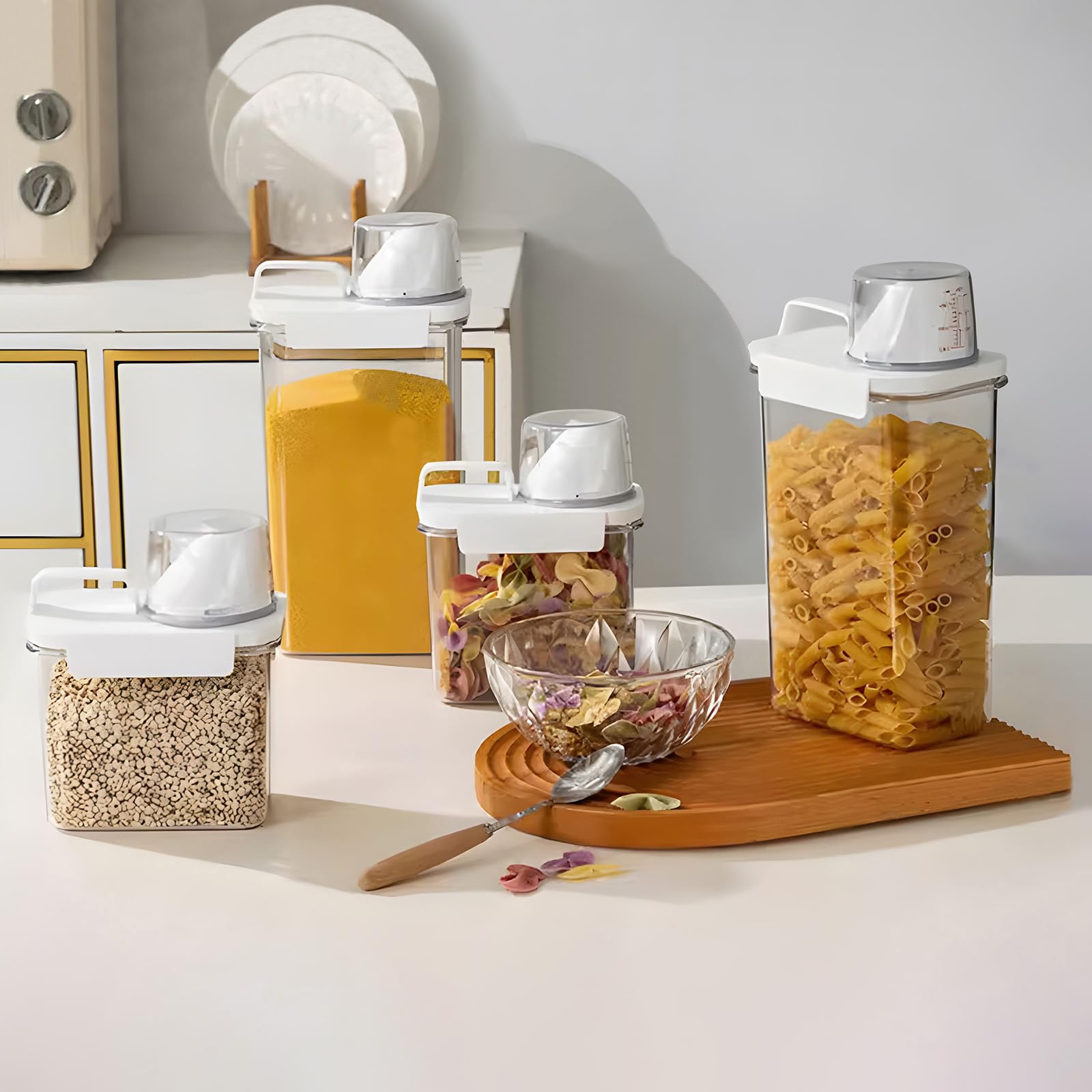 XhOSLAnd Cereal Containers Storage Cereal Dispenser For Pantry Organization BPA Free Food Containers With Lid, Meal Rrep Containers Reusable (ZL-4pcs), XH20240322
