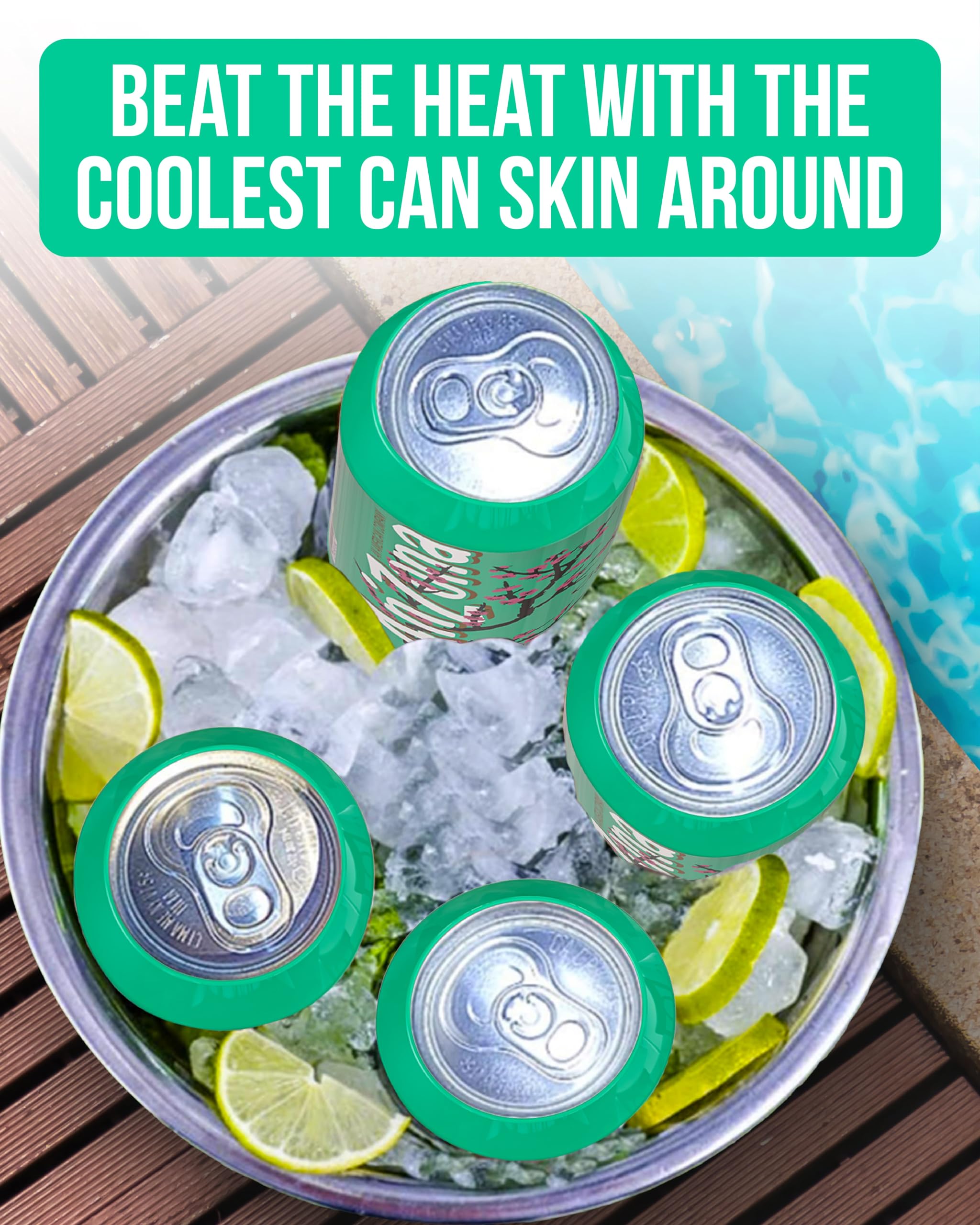 BeerSkin Skywin Silicone Can Sleeve- 3 Pack 24 oz (710ml), Silicone Can Cover, Soda Can Sleeve, Hides Can by Disguising as a Can of Soda (Green Tea)
