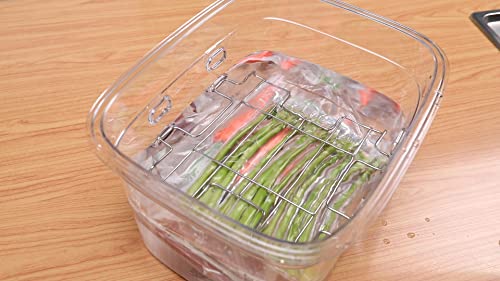 EVERIE Versatile 12-Quart Sous Vide Container with Built-in Rack and Collapsible Silicone Lid and Container Sleeve Compatible with All Sous Vide Cookers, KIT-1202-TYGJ