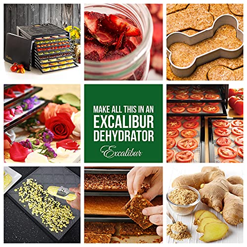 Excalibur 3926TB Electric Food Dehydrator Machine with 26-Hour Timer, Automatic Shut Off and Temperature Control, 600-Watt, 9 Trays, Black