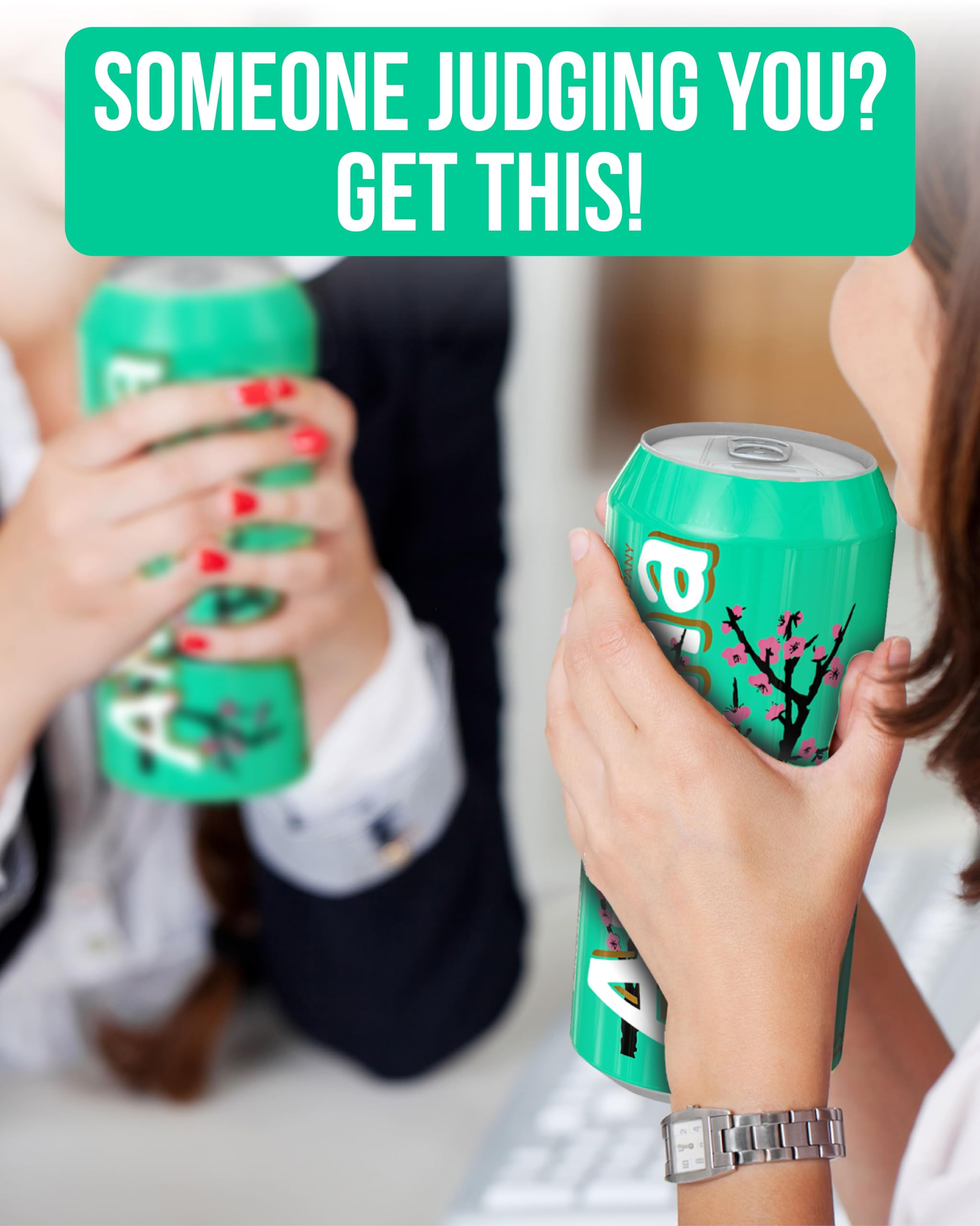 BeerSkin Skywin Silicone Can Sleeve- 3 Pack 24 oz (710ml), Silicone Can Cover, Soda Can Sleeve, Hides Can by Disguising as a Can of Soda (Green Tea)