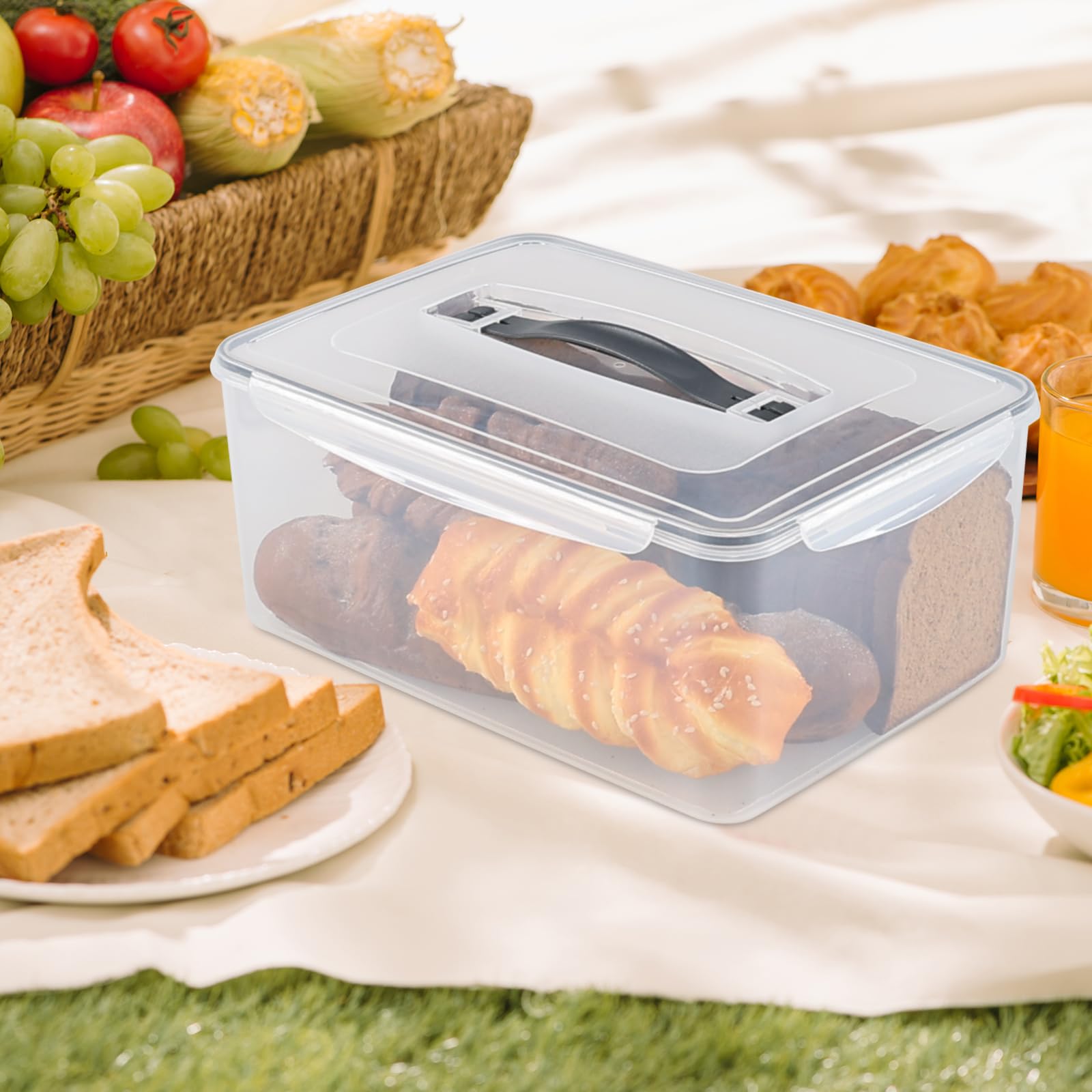 Uumitty 4 Pack Airtight Food Storage Container Set, Bread Box for Kitchen Countertop, 15 Quart Plastic Food Storage Bin, Leak Proof, Clear