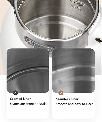 Bear ZDH-C15C1 Electric Kettle for Coffee & Tea, Stainless Steel Hot Water Boiler with Keep Warm Function, Auto Shut-Off, BPA Free, 1.5l, Ivory White