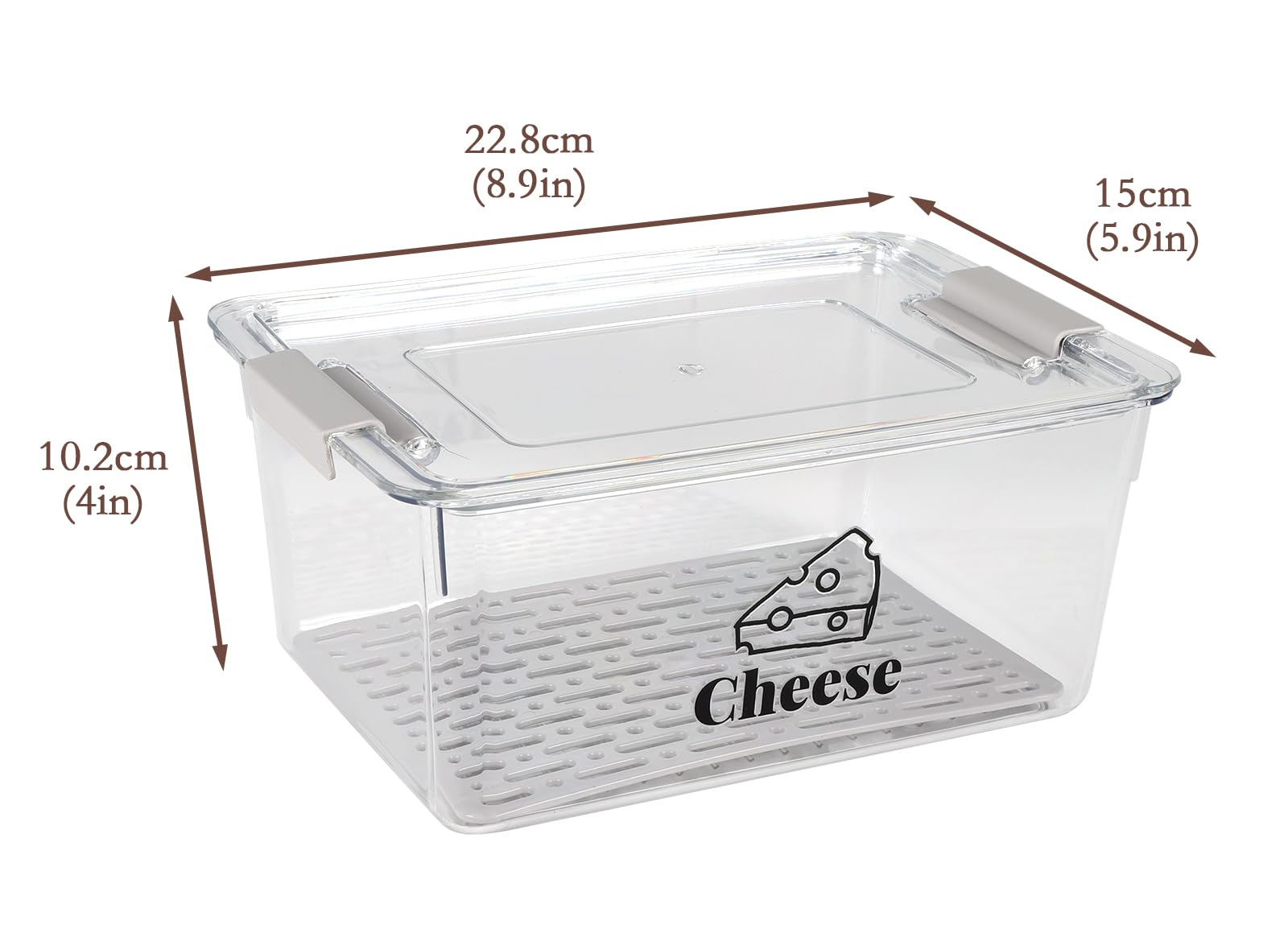 Yomjarl Cheese Container Airtight with Draining Basket Cream Cheese Sliced Cheese Box with Lid Cheese Saver for Fridge Cheese Keeper Cream Block Shredded Cheese Storage Box Saver Clear