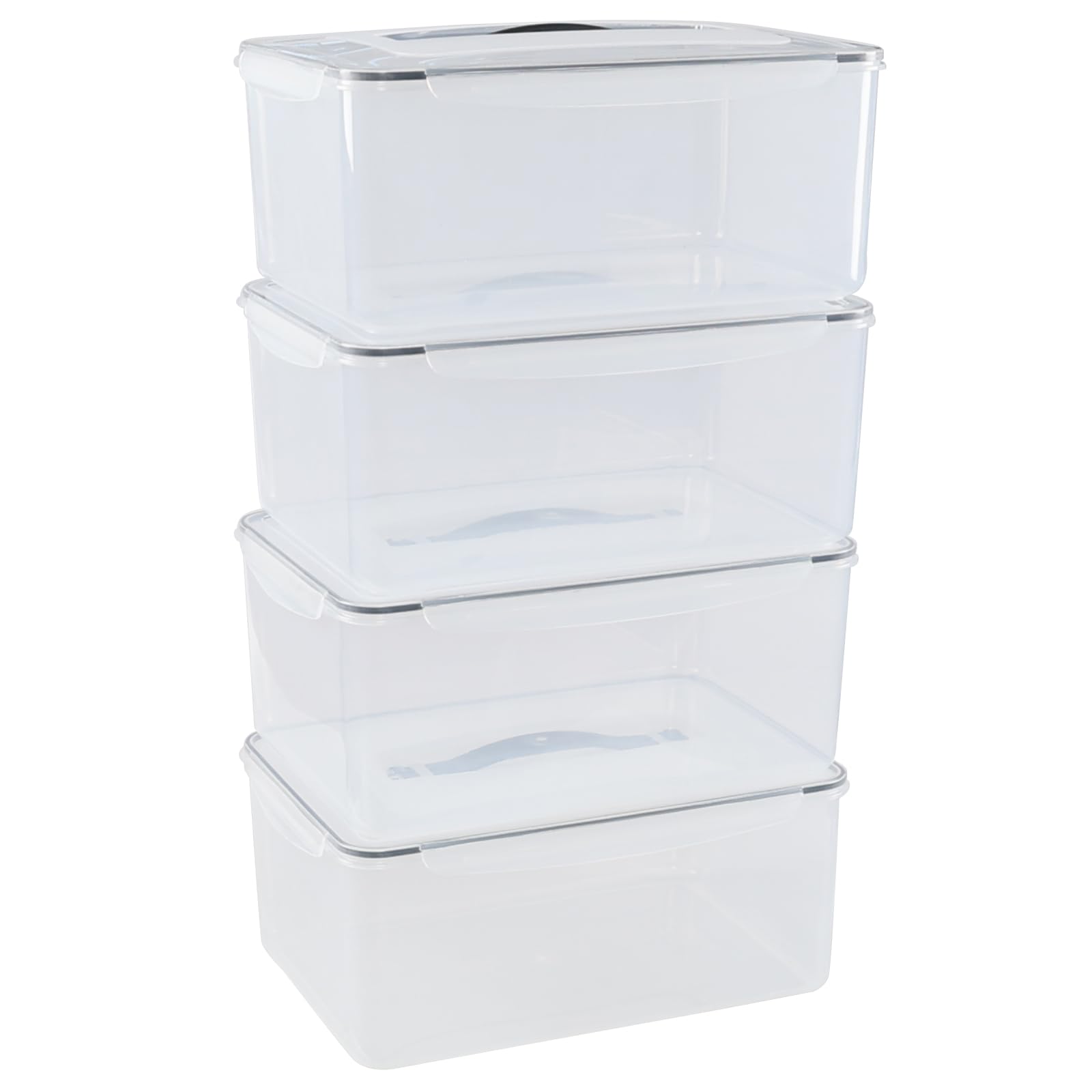 Uumitty 4 Pack Airtight Food Storage Container Set, Bread Box for Kitchen Countertop, 15 Quart Plastic Food Storage Bin, Leak Proof, Clear