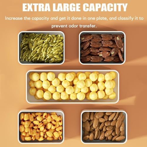 Extra Large Fruit Storage Containers for Fridge,Divided Serving Tray with Lid and Handle,Snackle Box Charcuterie Container for Portable Snack Platters,Clear Organizer for Party,Entertaining,Fruit,Nuts