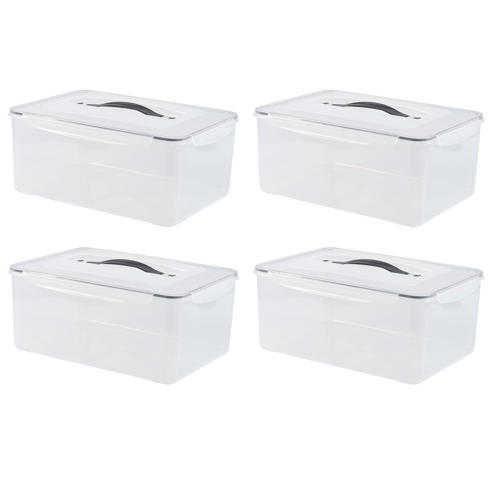 Uumitty 4 Pack Airtight Food Storage Container Set, Bread Box for Kitchen Countertop, 15 Quart Plastic Food Storage Bin, Leak Proof, Clear