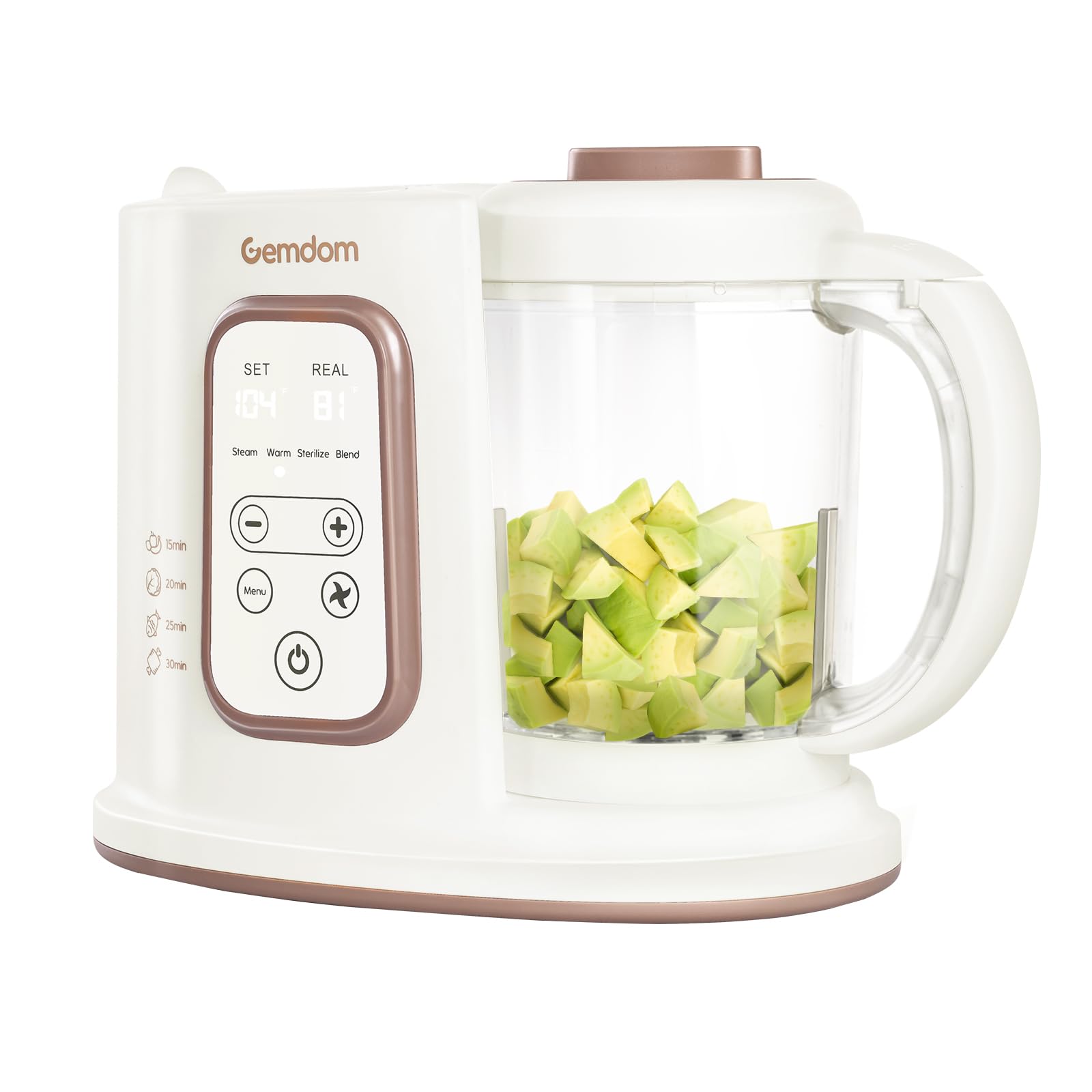 Gemdom Large 4.5 Cup Baby Food Maker, 4-1 Steamer and Blender Food Processor for Homemade Organic Puree Smoothie Mash, Sterilize and Warm Function, 6 Pack Reusable Food Pouches, Baby Essentials