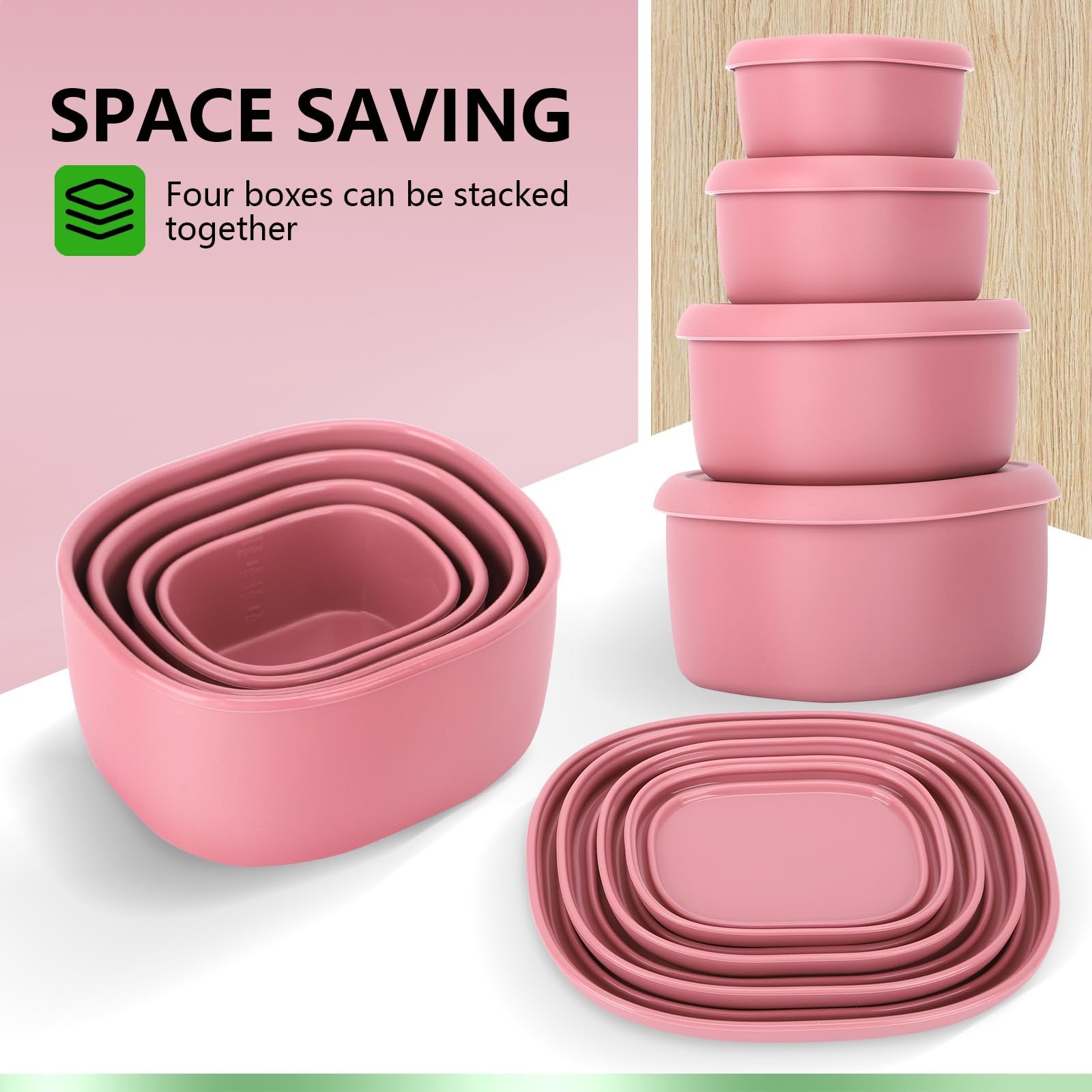 AOEDEO 4Pcs Silicone Food Storage Containers with Lids,BPA Free Reusable Silicone Storage Containers for Food Silicone Freezer Containers Freezer Dishwasher Safe (33.8oz, 20oz, 10oz, 6.7oz) (pink)