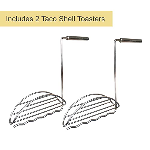 2 Upgraded Stainless Steel Taco Shell Toaster for a Toaster or for Deep Frying | Taco Shell Warmer | Only for Soft Shell | Easy Crispy Taco Tools for Taco Tuesday