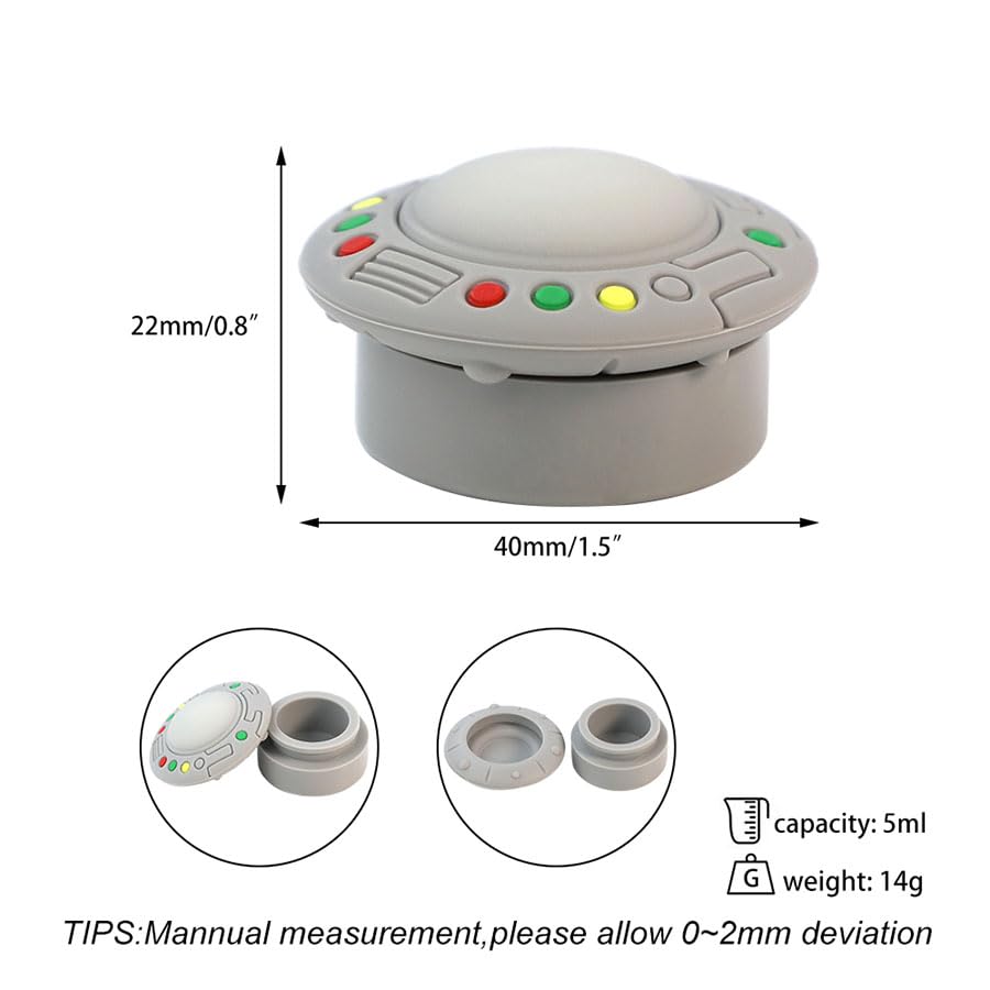 YHSWE UFO Shape, Silicone Wax Container Non-stick Food Grade, 5ml, Suitable For Storing Beeswax and Skin Care Products, Easy To Carry When Traveling (5 pcs)