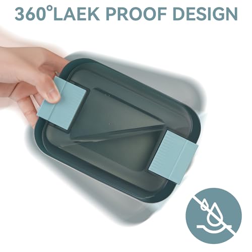 JXXM 4 Stainless Steel Food Storage Container Set With Lids - Easy Clean, Smell-Proof, Airtight & Leakproof Containers - 4Sizes (13oz/33oz/63oz/100oz) - 304 Stainless Steel(Blue lid)