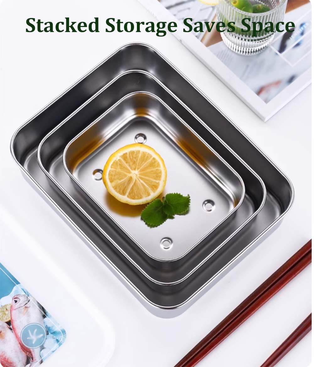 GRFELI Stainless Steel Food Container with Lid, 3-Piece Food Storage Container, Meal Prep Container, Ice Cream Container, Refrigerator Freezer Safe, Dishwasher/Oven Safe (Lid Not Included)