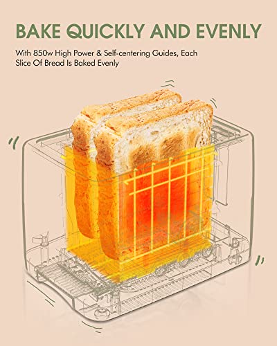 2 Slice Toaster, Retro Bread Toaster with LED Display, Extra Wide Slots Toasters with 6 Bread Shade Settings, Bagel, Cancel, Defrost Function, Stainless Steel with High Lift Lever, Removal Crumb Tray
